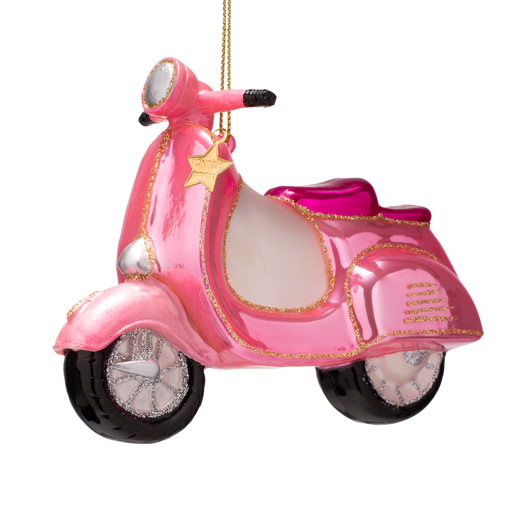 Ornament glass pink scooter H9.5cm# – Vondels
