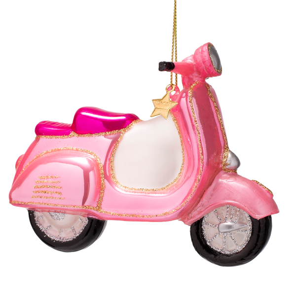 Ornament glass pink scooter H9.5cm# – Vondels