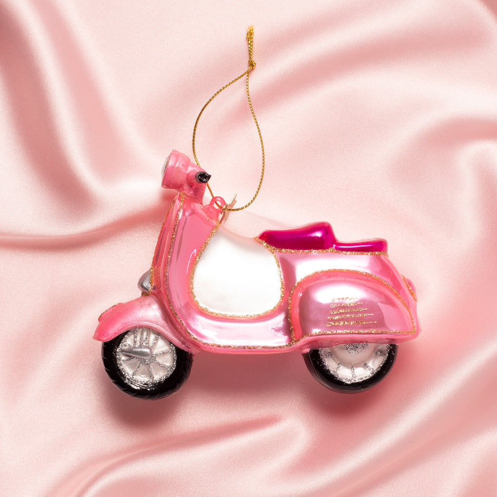 Ornament glass pink scooter H9.5cm# – Vondels
